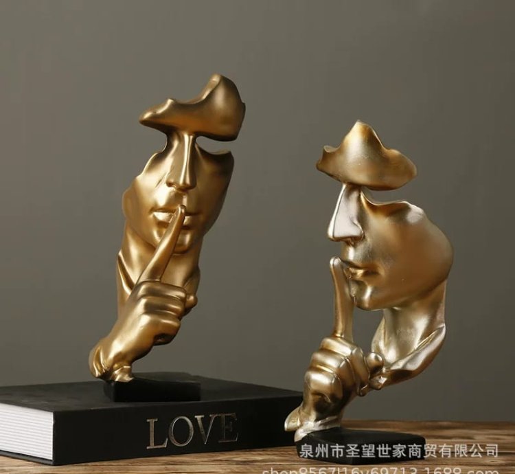 Golden Sculpture Symbol of Silence - Touch Home